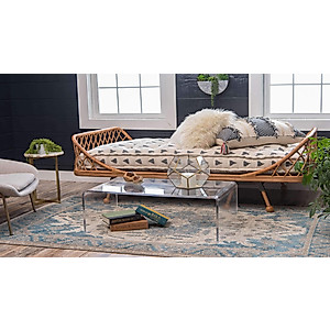 Unique Loom Salzburg Collection Classic Traditional Design Oriental Inspired Border Area Rug, 8 ft x 10 ft, Beige/Blue