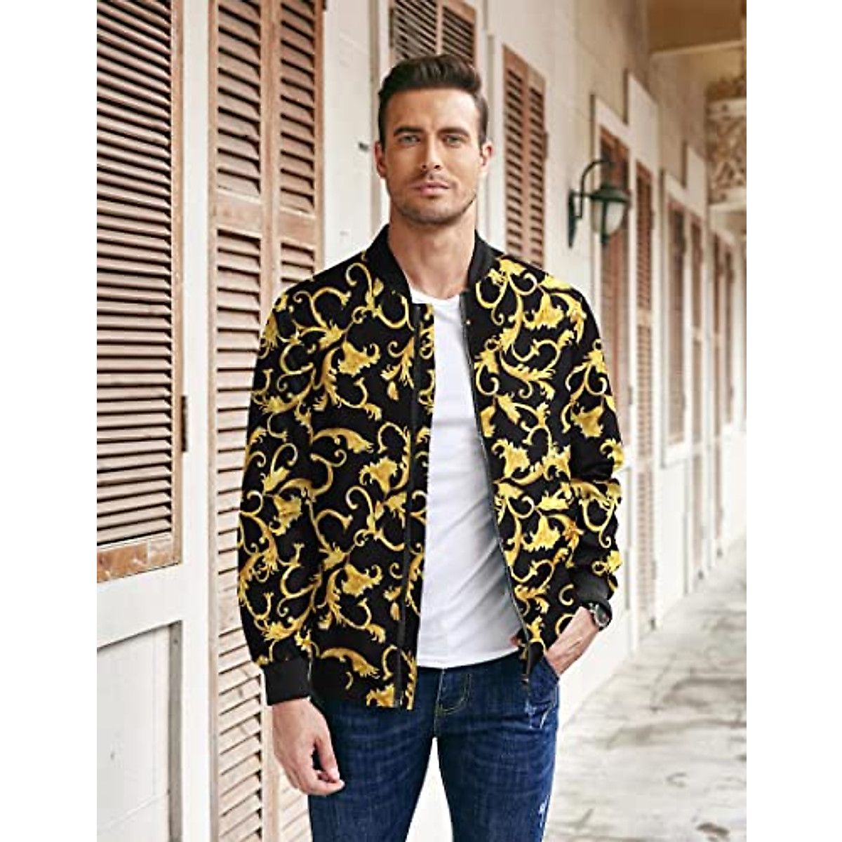 COOFANDY Men's Bomber Jacket Fashion Windbreaker Fall Winter Front Zip Jackets
