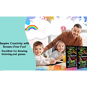 MAXZONE Scratch Paper Art Notebooks - Rainbow Scratch Off Art Kits for Kids Activity Color Book Pad Black Magic Art Craft Supplies Kits for Girls Boys Birthday Party Favor Game Christmas Toys Gift
