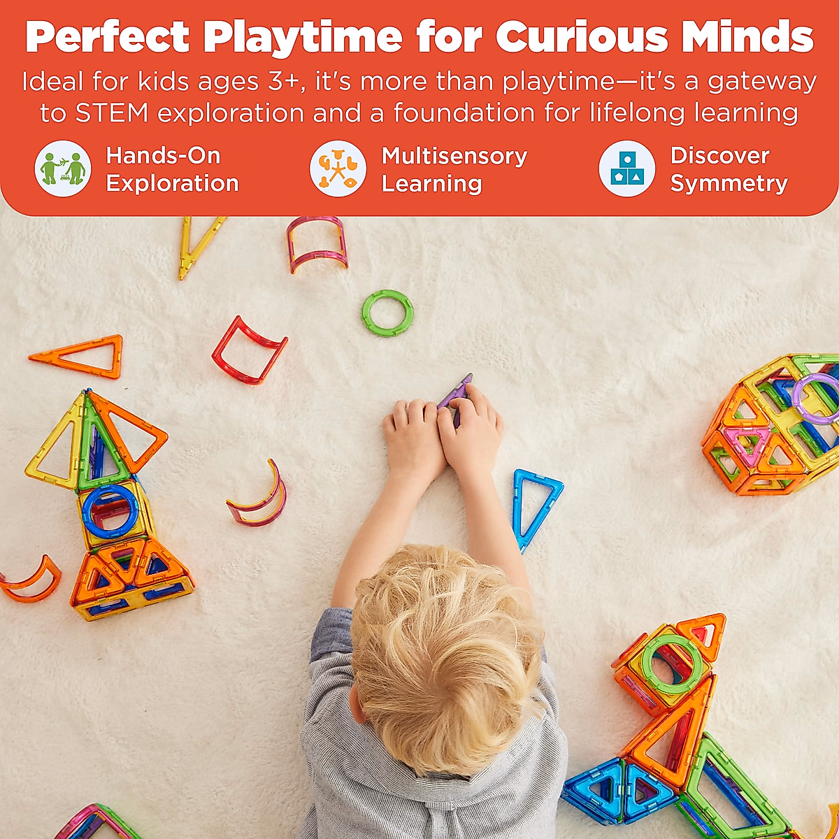 MAGFORMERS Triangle 12 Pieces Rainbow Colors, Educational Magnetic Geometric Shapes Tiles Building STEM Toy Set Ages 3+