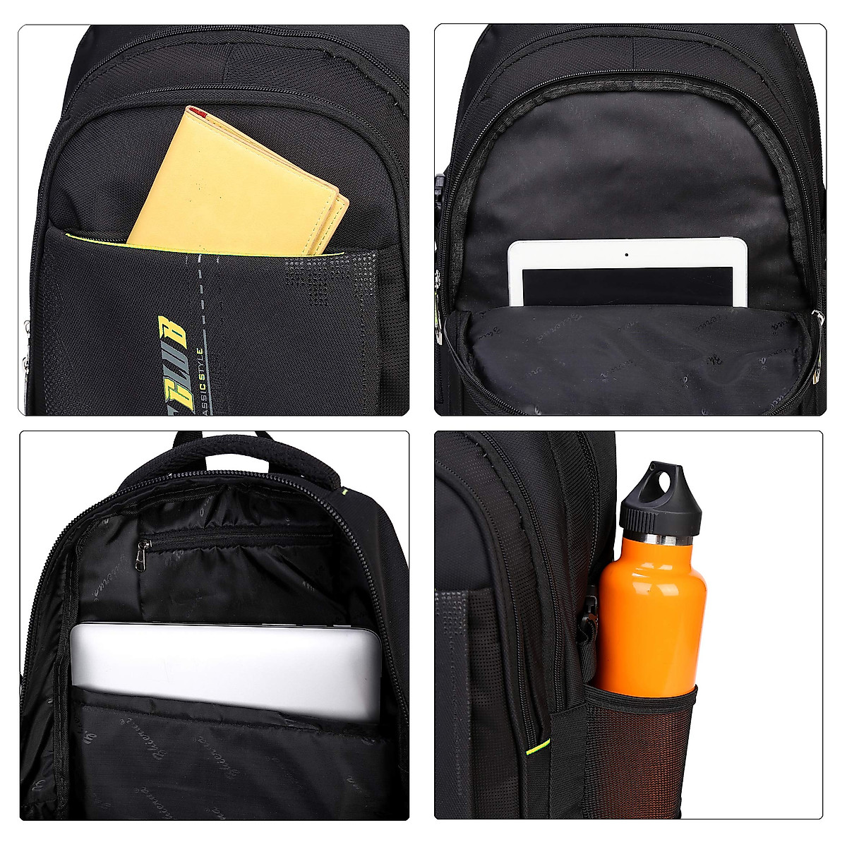 goldwheat School Backpacks Student Bookbag Casual Shoulder Daypack Travel Back Pack for Teen Boys (Black-3)