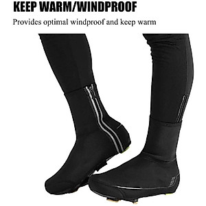 Cycling Shoe Covers Waterproof Cycling Shoe Covers, Thermal Warm Bike Overshoes with Reflective Strip, Waterproof Windproof Cycling Shoe-Covers for MTB Road Bike Booties Unisex (Size : L)