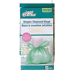 Angel of Mine Diaper Disposal Bags; Fresh Baby Powder Fragrance; 60 Bags per Pack (3 Pack)