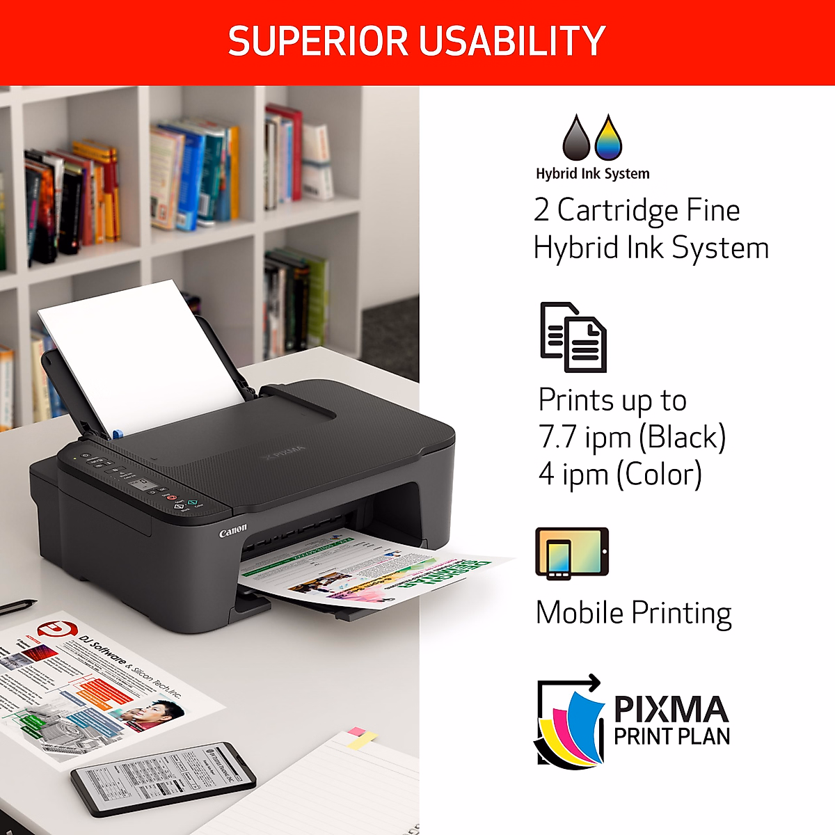 Canon PIXMA TS3520 Compact Wireless All-in-One Printer, Black