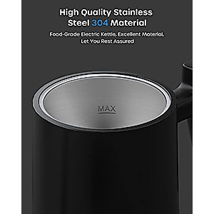 ECOWELL Electric Gooseneck Kettle, Ultra Fast Boiling Kettle 100% Stainless Steel for Pour-over Coffee & Tea, Leak-Proof Design, Auto Shutoff Anti-dry Protection, 1200W-0.8L, Matte Black, WMTS01