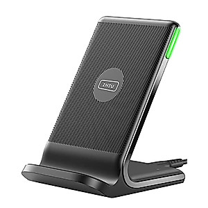INIU Wireless Charger, 15W Fast Wireless Charging Station with Sleep-Friendly Adaptive Light Compatible with iPhone 14 13 12 Pro XR XS 8 Plus Samsung Galaxy S23 S22 S21 S20 Note 20 10 Google LG etc