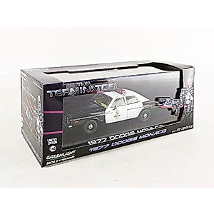 Greenlight 1977 Dodge Monaco Metropolitan Police The Terminator (1984) Movie 1/43 Die-cast Model Car 86534, Black/White