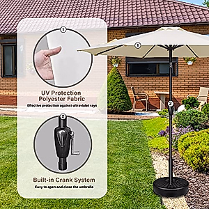 YSSOA 7.5' Patio Umbrella Outdoor Table Market Yard Umbrella with 6 Sturdy Ribs, Beige