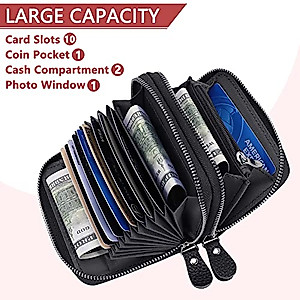 RFID Blocking Leather Wallet for Women,Excellent Women's Genuine Leather Credit Card Holder