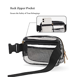 ZUEMET Clear Fanny Pack Stadium Approved, Clear Belt Bag Waterproof Waist Bag for Concerts Sports Event Workout Grey…