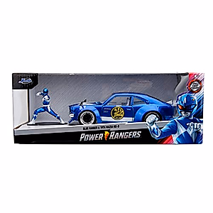 Power Ranges 1:24 1974 Mazda RX-3 Die-Cast Car & 2.75" Blue Ranger Figure, Toys for Kids and Adults