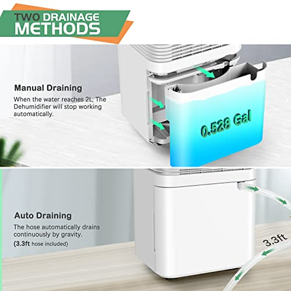 HUMILABS 1500 Sq. Ft Dehumidifiers for Home and Basements,22 Pints Dehumidifiers for Large Room with Auto or Manual Drainage,0.528 Gallon Water Tank,24 Hours Timer,Dry Clothes Mode