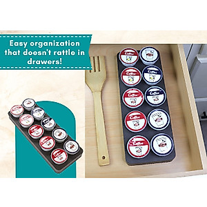 Polar Whale Coffee Pod Storage Organizer Tray Drawer Insert for Kitchen Home Office Waterproof 4.5 X 11.75 Inches 10 Slots Compatible with Keurig K-Cup Durable Dark Gray Foam Made In The USA