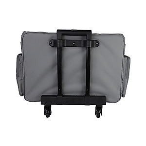 Everything Mary 4 Wheel Collapsible Deluxe Sewing Machine Storage Case, Purple Floral - Rolling Trolley Carrying Bag Compatible with Brother, Singer, and Most Machines