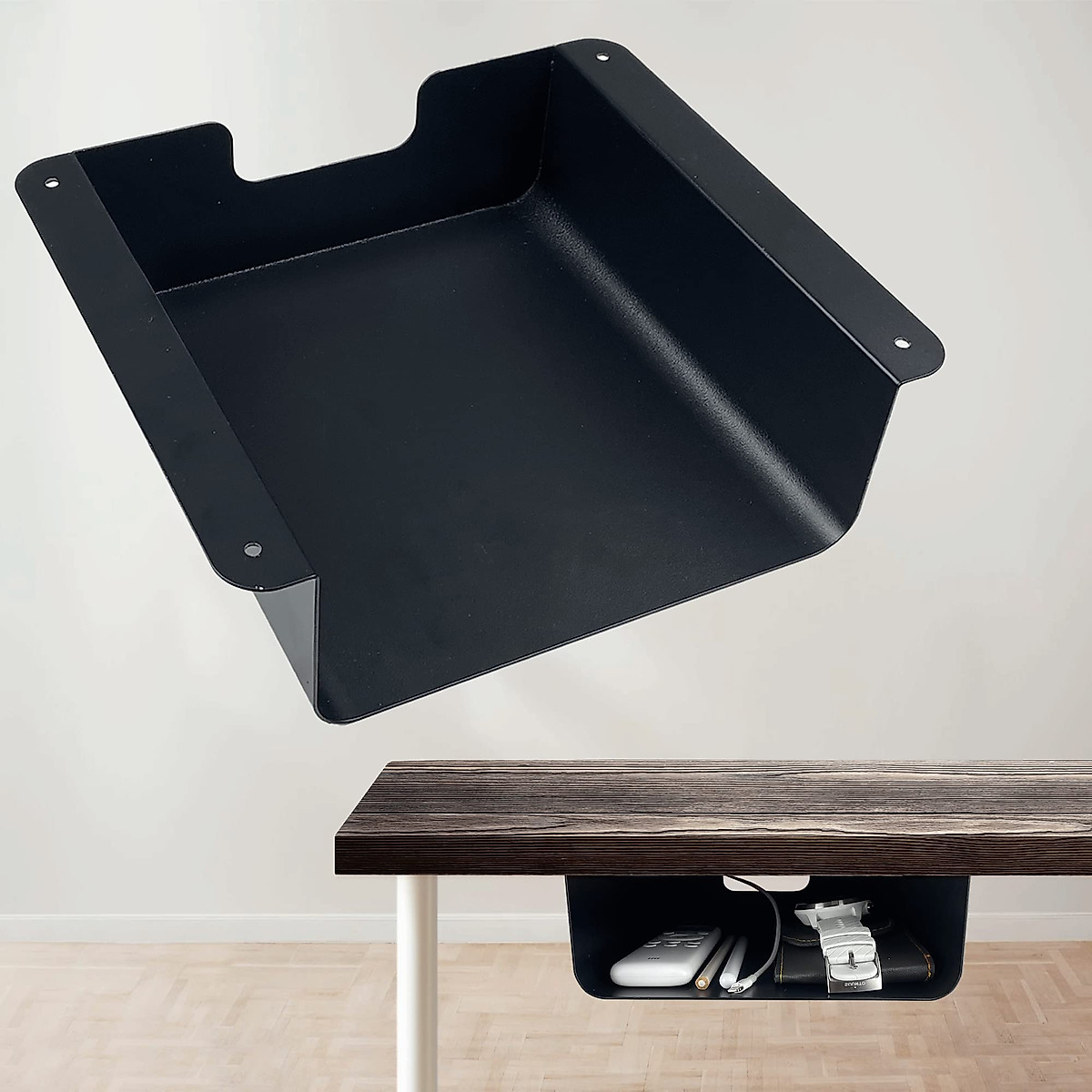 AirTaxiing Under Desk Storage Shelf Under Desk Drawer Storage for Sit Stand Desk, Table, Gaming Desk, Workstations Under Desk Organizer Adds Tray for Home and Office(Black)