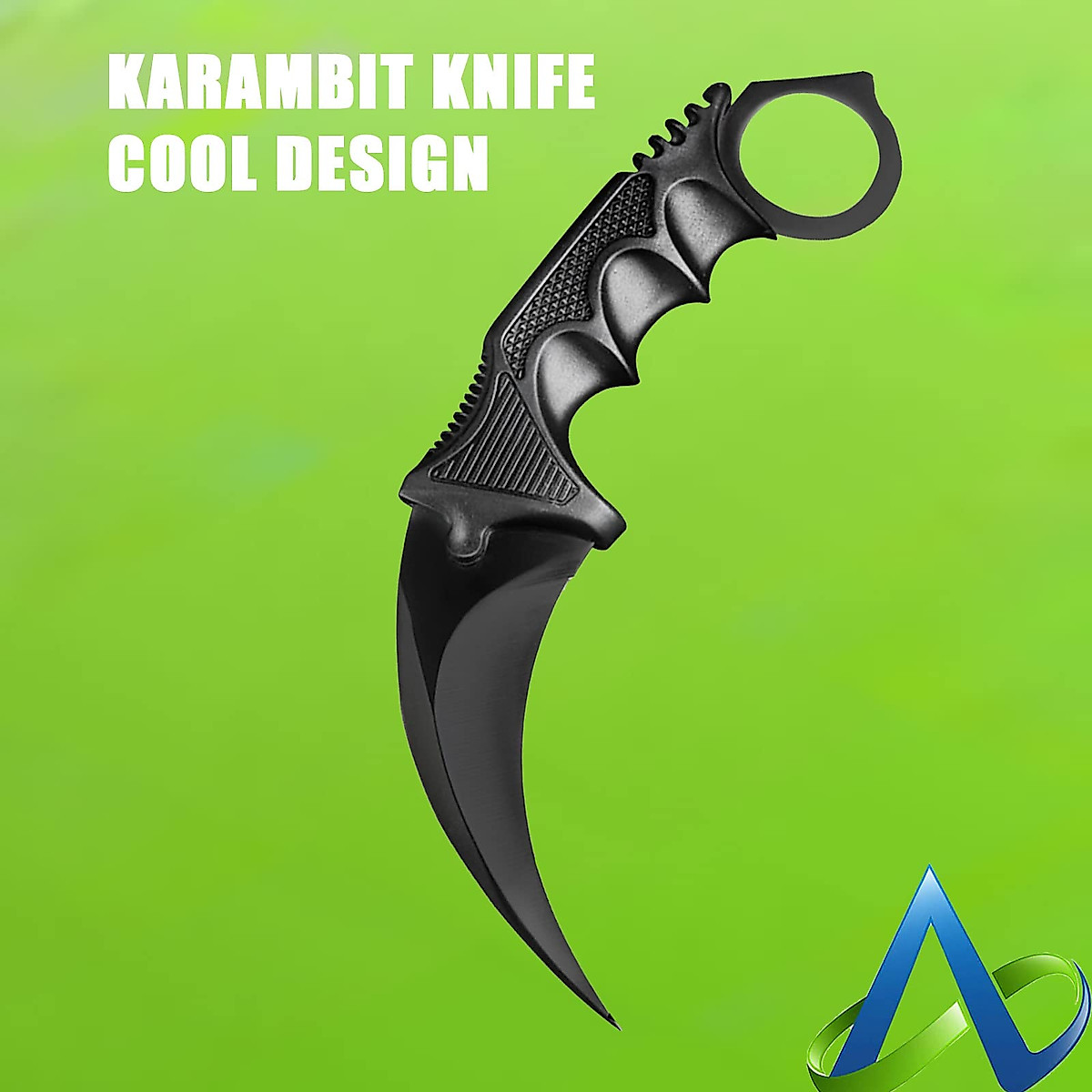 AOMINGGE Karambit Knife 2 Pieces Fixed Blade Stainless Steel Outdoor Hunting Knife with Sheath and Cord, Suitable for Hiking, Adventure, Survival and Collection (Black)