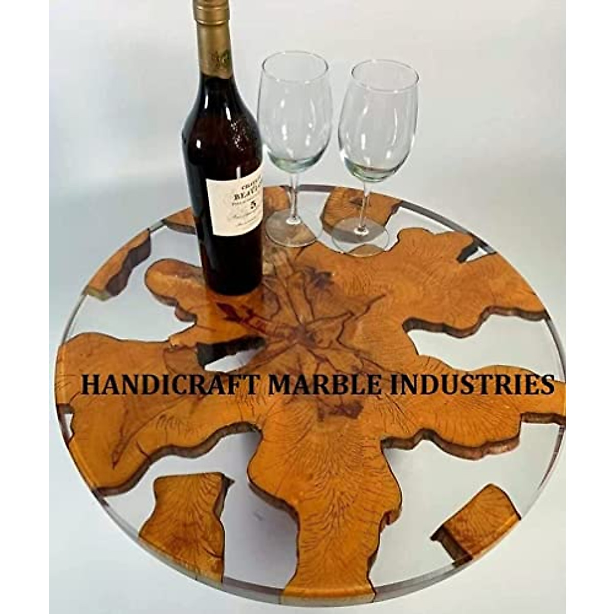 Epoxy Table, Live Edge Wooden Table, Epoxy Resin River Table, Natural Wood,Dining Table, Natural Epoxy Table, Resin Table 40" x 40" Inch