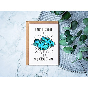 EirlysDesigns Happy Birthday Crocs Star - Croc Shoes-Cheeky Birthday Card - Funny Crocs Card - Crocs Shoes Birthday Card - Funny Birthday Card - Card For Best Friend, 5 x 7 inches
