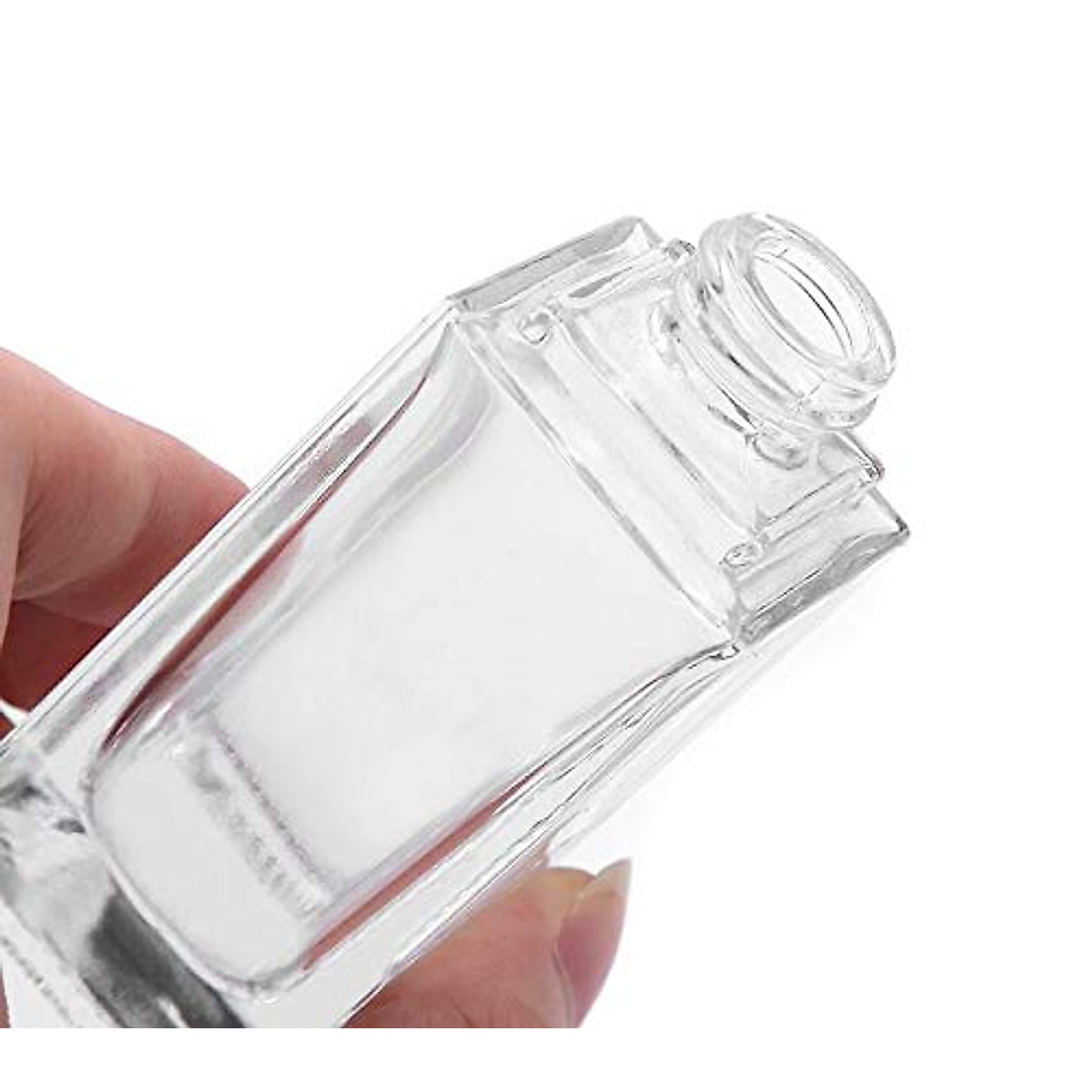 QUUPY 2Pcs 15ml/0.5oz Empty Clear Square Glass Emulsion Essence Bottle With Black Pump Head Cosmetic Foundation Travel Vials Containers Holder For Lotion Cleanser Essential Oils Liquids Body Cream