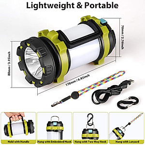 BOBKID 2 Pack Camping Lantern, Outdoor Led Camping Lantern, Rechargeable Flashlights with 1000LM, 6 Modes, 4000mAh Power Bank, IPX5 Waterproof Portable Emergency Camping Light for Hurricane Hiking