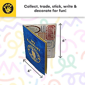 Kicko Passport Sticker Book for Boys and Girls 6in - 12 Pack Pad of Famous Places Motivational Treats, Party Favors, Game Prizes, Wall Decals, Scrapbooks, Collections, School Supplies, Arts and Crafts