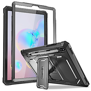 Fintie Shockproof Case for Samsung Galaxy Tab S6 10.5" 2019 (Model SM-T860/T865/T867), Tuatara Rugged Unibody Hybrid Full Protective Bumper Kickstand Cover with Built-in Screen Protector, Black