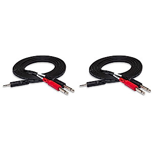 HOSA 3.5mm TRS to 1/4" TS Stereo Breakout Cables, Black