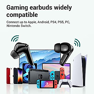 Wireless Earbuds 80H Playtime Noise Canceling Bluethooth Earbuds with Wireless Charging Case in-Ear Earbud with Microphone for Android Cell Phone Gaming Computer Laptop Sport Black