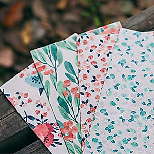 Elwish Floral Paper Gift Bags, 12pcs Party Favor Bags Vintage CandyTreat Bags with Thank You Stickers