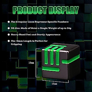 FONVGOGO D6 Dice Metal, 6 Sided Die with Case Dice Set Great for DND Shadowrun Pathfinder Sci-fi Tabletop RPG Warhammer Dungeons and Dragons Dice Collectors Gifts (D6 Green)