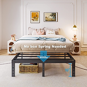 Woozuro Full Size Bed Frame, 12 Inch Heavy Duty Metal Platform Bed Frame No Box Spring Needed, Reinforced Steel Slats Support Mattress Foundation, Easy Assembly, Noise Free, Black