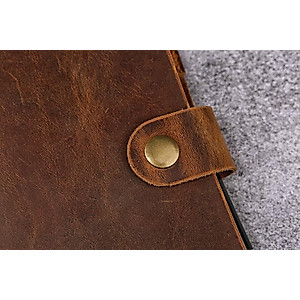 Personalized refillable 6 ring rustic leather A6 journal cover with pen holder, unique leather A6 refill planner binder sketchbook NA605SS