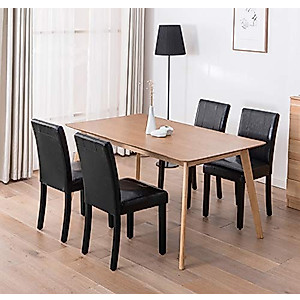 Dining Chairs Set of 2 Solid Wood Leatherette Parson Chairs(Black)