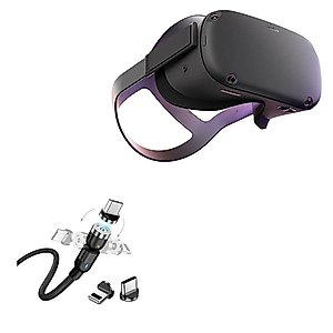 BoxWave Cable Compatible with Oculus Quest - MagnetoSnap AllCharge Cable, Magnet Charging Cable USB Type-C Micro USB for Oculus Quest - Jet Black