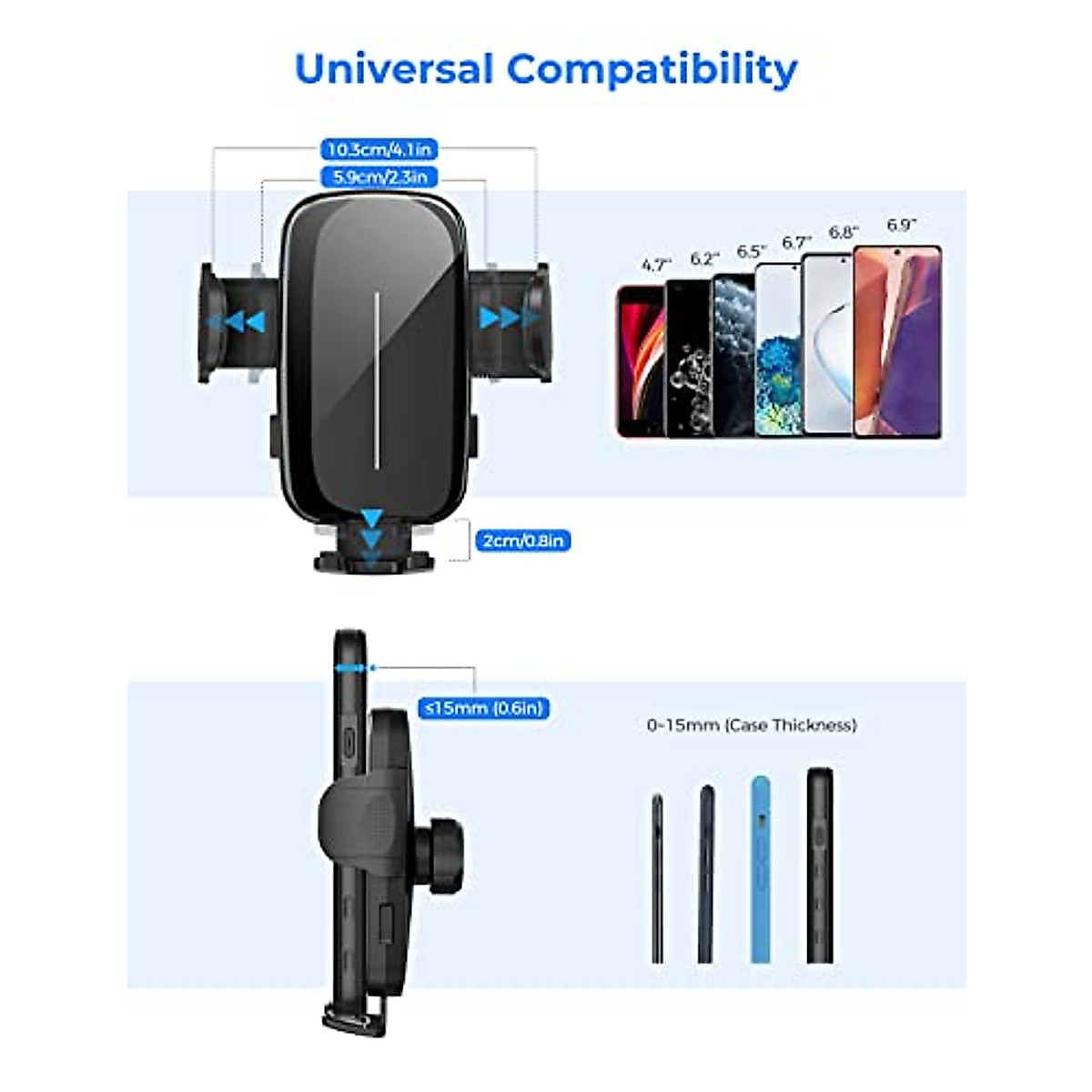 Car Phone Mount - Upgraded Windshield Dashboard Car Phone Holder with Long Gooseneck Phone Holder for Car Windshield, Compatible with iPhone 13 12 Pro Max 11, Galaxy Note 22 S21 S20 and More