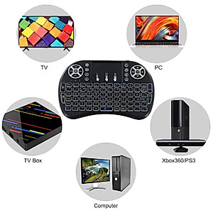 3 Pack Wireless Mini Keyboard and touchpad Mouse 2.4GHz Backlit Universal Remote Controller for Gaming Rechargeable Li-ion Battery for Google Android TV Xbox, PS3, PC, Windows Roku iptv Gaming
