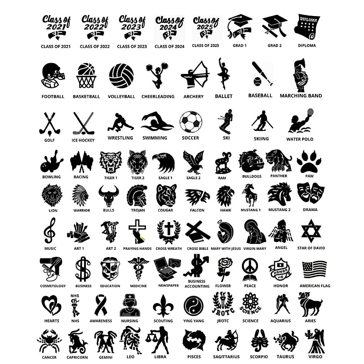 PJM Customized Sterling Silver Ladies High School and College Class Ring – Brilliant Signet Collection – Mementos Jewelry (Sterling Silver - Platinium)