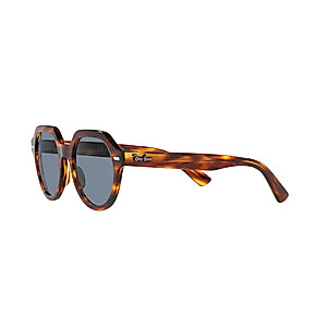 Ray-Ban RB4399 Gina Square Sunglasses, Striped Havana/Blue, 51 mm