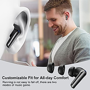 FOF Wireless Earbuds Noise Cancelling Bluetooth 5.3 Headphones IPX6 Waterproof LED Power Display Ear Buds in-Ear Earphones with Wireless Charging Case 4 Microphone 50H Playback Headset
