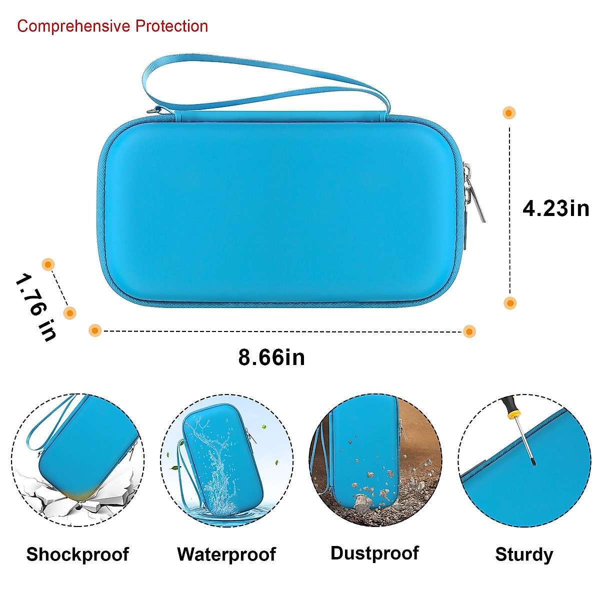 Elonbo Carrying Case for Texas Instruments TI-84 Plus CE/TI-84 Plus/TI-83 Plus/TI-83 Plus CE Color Graphing Calculator, Extra Mesh Pocket Fits Charging Cable Charger Manual, Blue