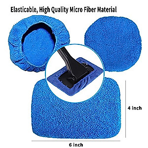 Majory Car Care Microfiber Cloths for Windshield Cleaning Tool, Windshield Cleaner Wand Replaceable Glass Cleaning Bonnets, Interior Auto Window Cleaner Washing Pads, Fit 5”, 6 Pack