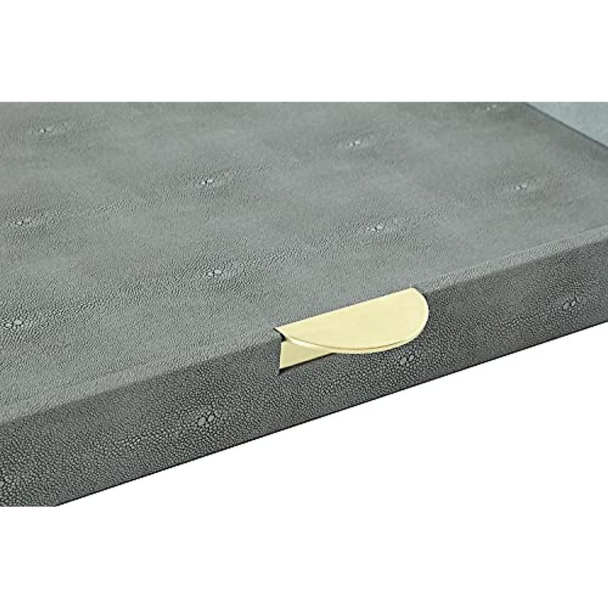 HofferRuffer Extra Large Square Serving Tray, Elegant Faux Leather Ottoman Tray with Gold Hardware Handles, Serve Tea, Coffee or Breakfast in Bed, 23.6 x 23.6 inches (Large Square)