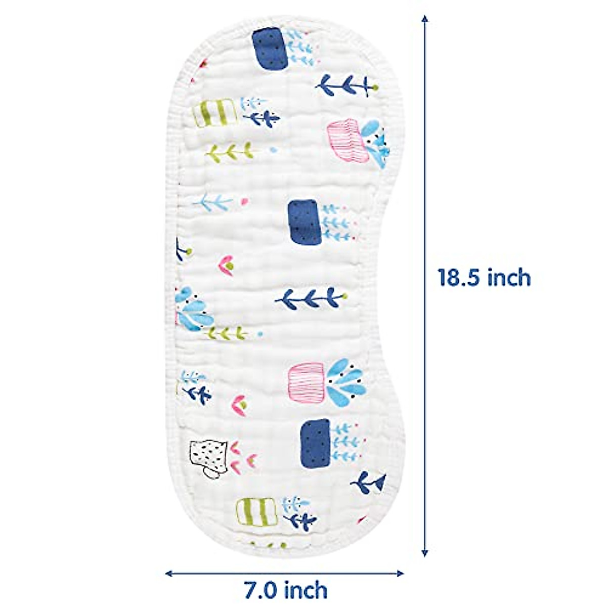 GROBRO7 5Pcs Burp Cloths Baby Bibs Muslin Burping Bid for Babies with Strawberry Flamingo Cotton Large Towels in 6 Layers Extra Absorbent Soft Machine Washable Nursery Newborn Gift 7x18.5inch