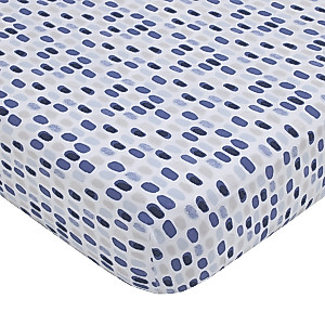 Nautica Nautical Adventure Blue & White Sailboat, Anchor, Waves, & Stripes 4Piece Nursery Crib Bedding Set - Comforter, 100% Cotton Fitted Crib Sheet, Crib Skirt, & Storage, Navy, Light Blue, White,