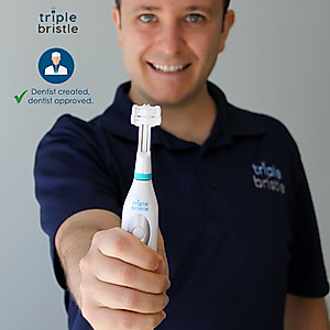 Triple Bristle Original Sonic Toothbrush | Rechargeable 31,000 VPM Tooth Brush | Patented 3 Head Design | Angled Bristles Clean Each Tooth | Dentist Created & Approved Original
