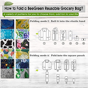 BeeGreen Geometry Reusable-Grocery-Bags Bulk 2 Pack. Tearing-Prevent Material Reusable-Shopping-Bags Extra Large for 50LBS Heavy-duty Sturdy. Foldable Machine-Washable-Nylon Gift for Women