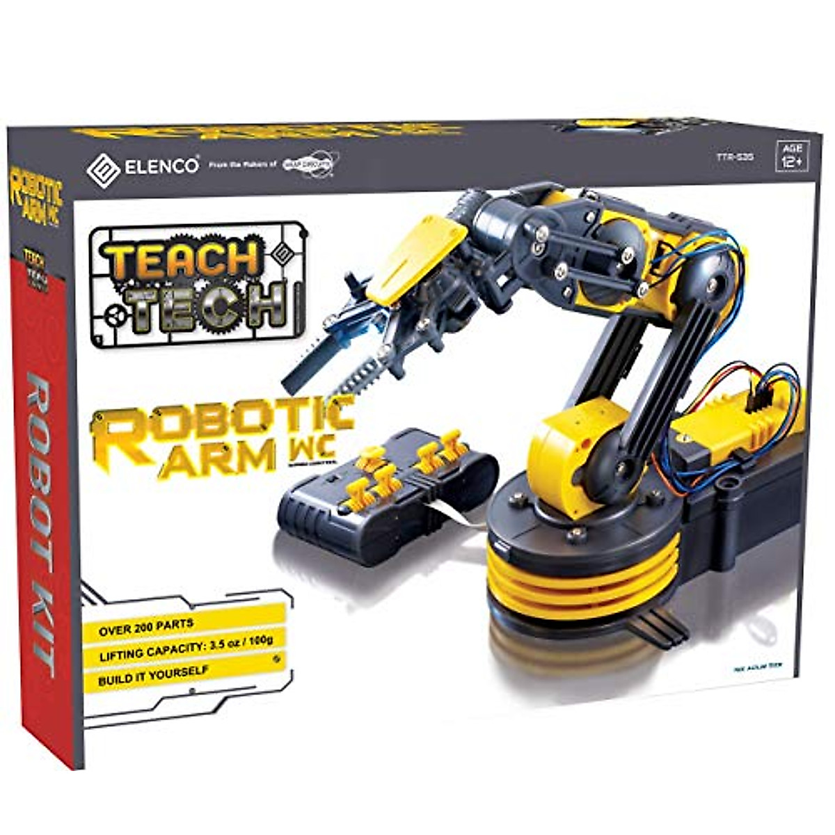 Elenco Teach Tech “Robotic Arm Wire Controlled”, Robotic Arm Kit, STEM Building Toys for Kids 12+