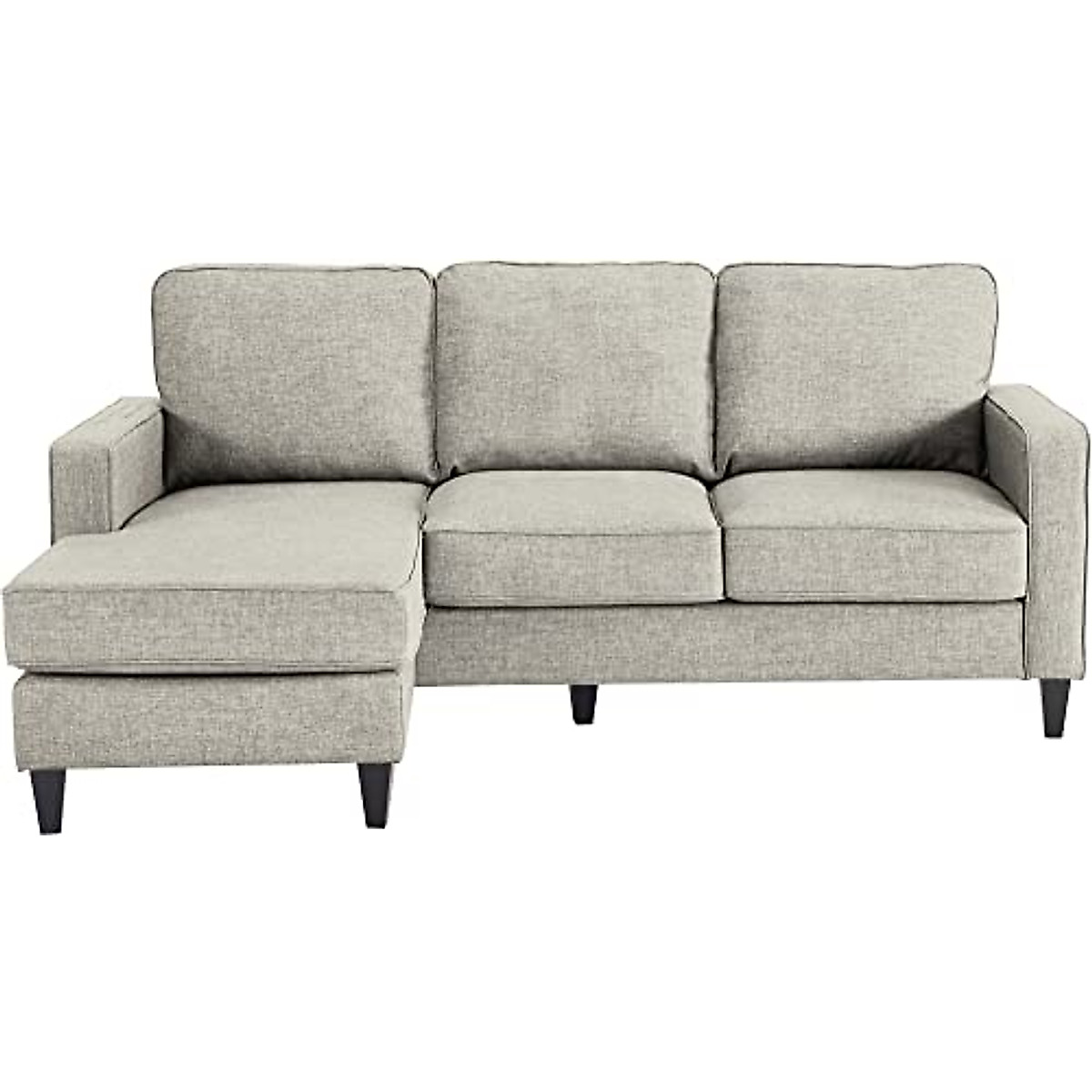 Serta Harmon Reversible Sectional Sofa, Modern L-Shaped Couch for Small Spaces, Soft Fabric Upholstery, Square Arm, Light Gray
