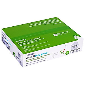 Daxwell Poly Gloves, Easy-Fit Food Prep Gloves, Header Gloves, One Size Fits All, Blue, With Wall Mount, F10003538 (Case of 1,000, 20 Cards of 50)