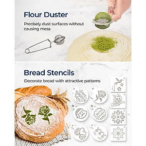 Lorzon Banneton Proofing Basket Set of 2, 10 Inch Round & Oval Cane Bread Proofing Baskets with Sourdough Bread Baking Supplies, Bread Making Kit